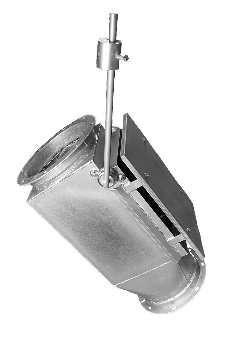 10" In-Line Backdraft Damper, Self Cleaning, Flanged, Galvanized, 7 Gauge